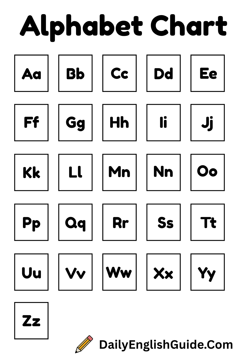 Printable Alphabet Chart For Kindergarten